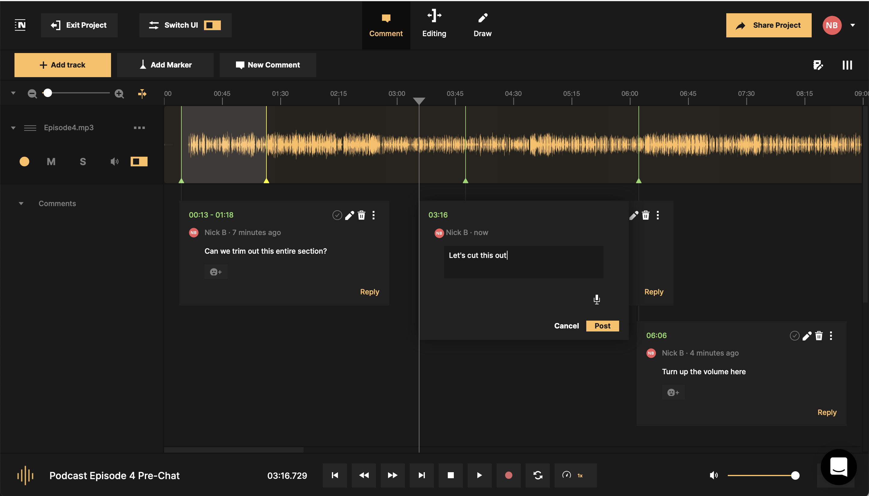 How to comment on an audio file | Notetracks - Audio Review and Collaboration